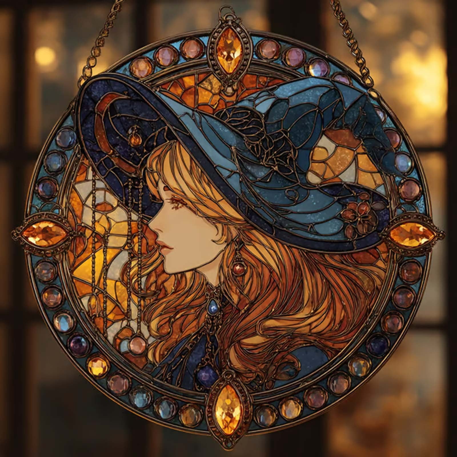 YOHAVEN Enchanting Witch Face Window Hanging Suncatcher, Mystical ...