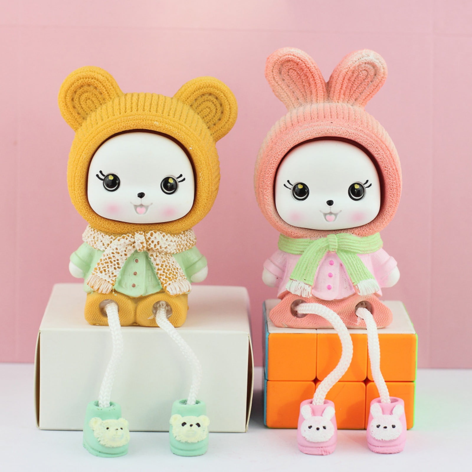 YOHAVEN Hanging Couple Resin Dolls Ornaments, Cute Male Female Desktop ...