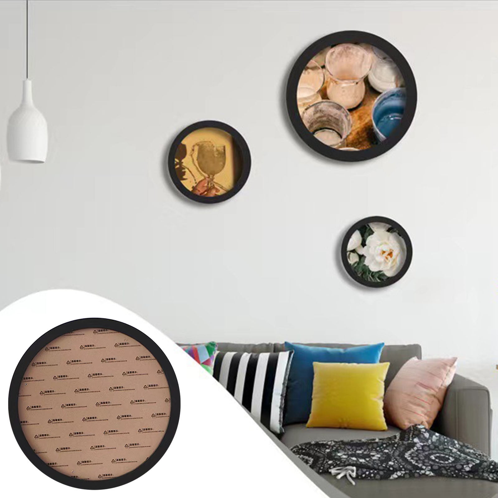 YOHAVEN Round Photo Frame 16" Wall Hanging Picture Frame MDF Modern ...