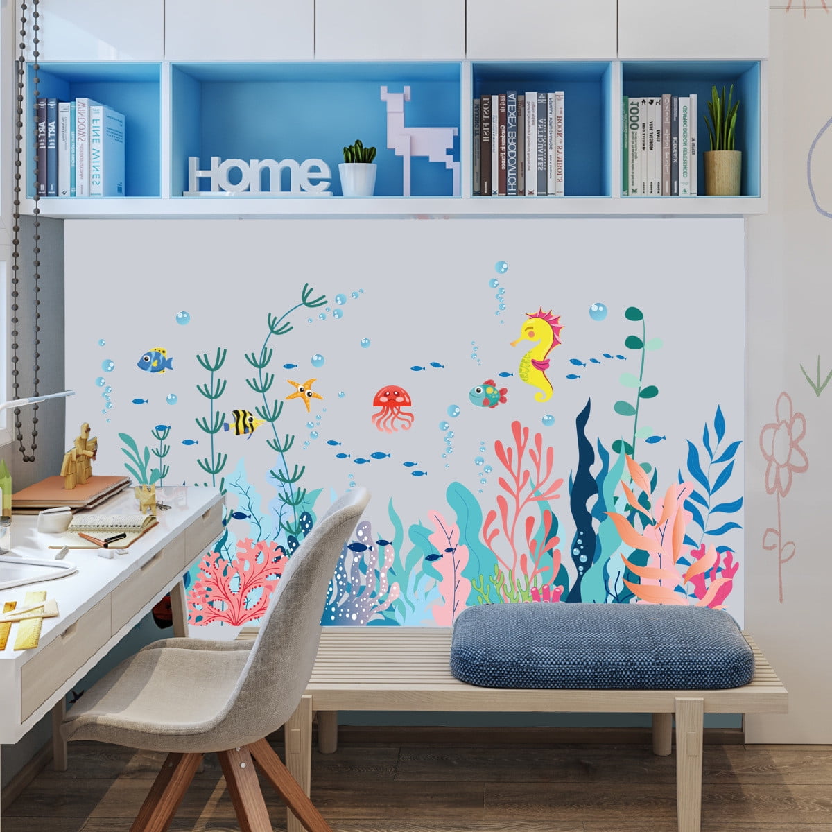 YOHAVEN Under The Sea Wall Decal Stickers, Whales Turtles Fish Marine ...