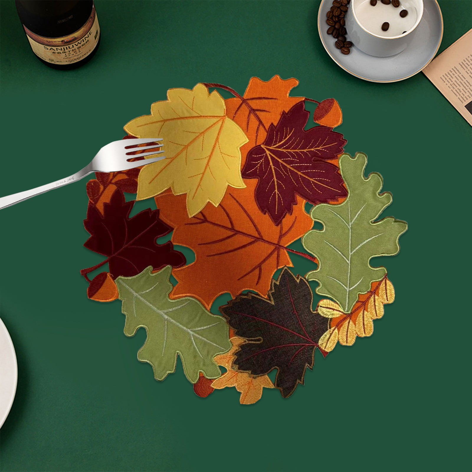 YOHAVEN Thanksgiving Placemats Maple Leaf Pumpkin Pads Fall Table Mats ...