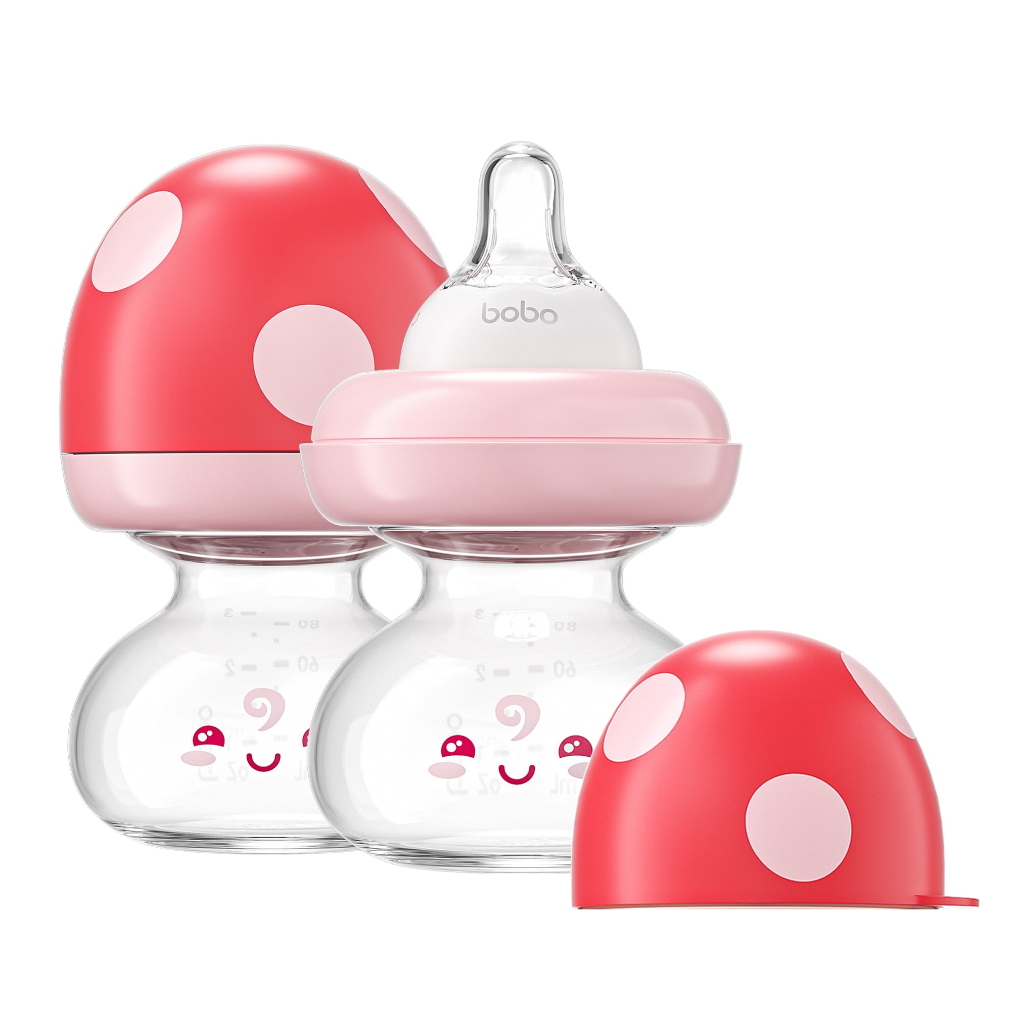 YOHKOH 2.7oz Anti-Colic Glass Baby Bottles,Red,for 0m+ Newborn Baby,2 ...