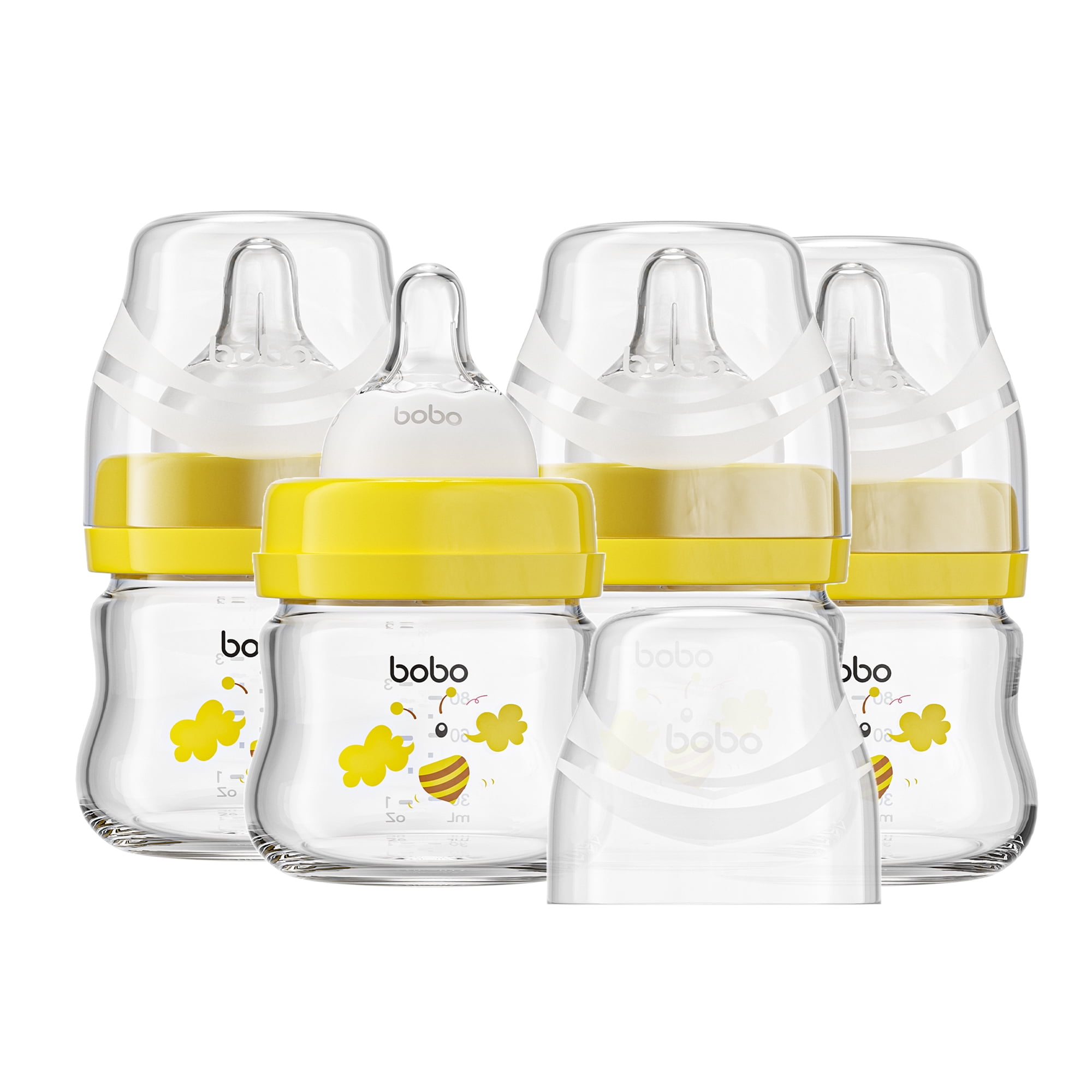 YOHKOH 2.7oz Newborn Glass Baby Bottle Sets,Wide-Neck,Slow Flow,for 0 ...