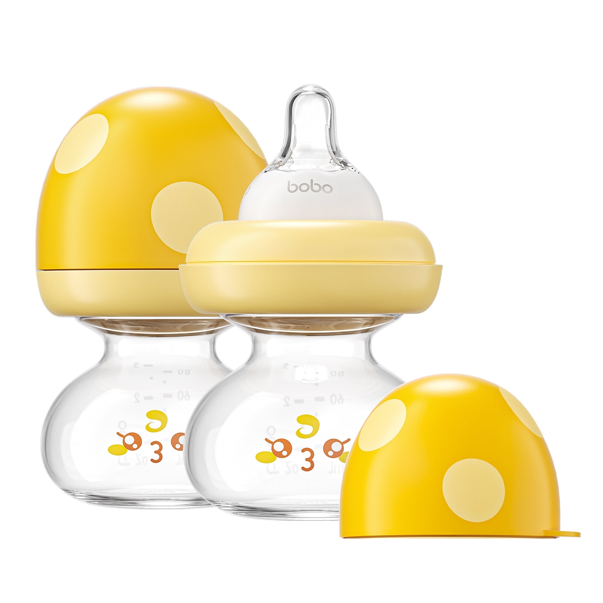 YOHKOH 2.7oz Newborn Glass Baby Bottles Set,Yellow,with Slow Flow ...