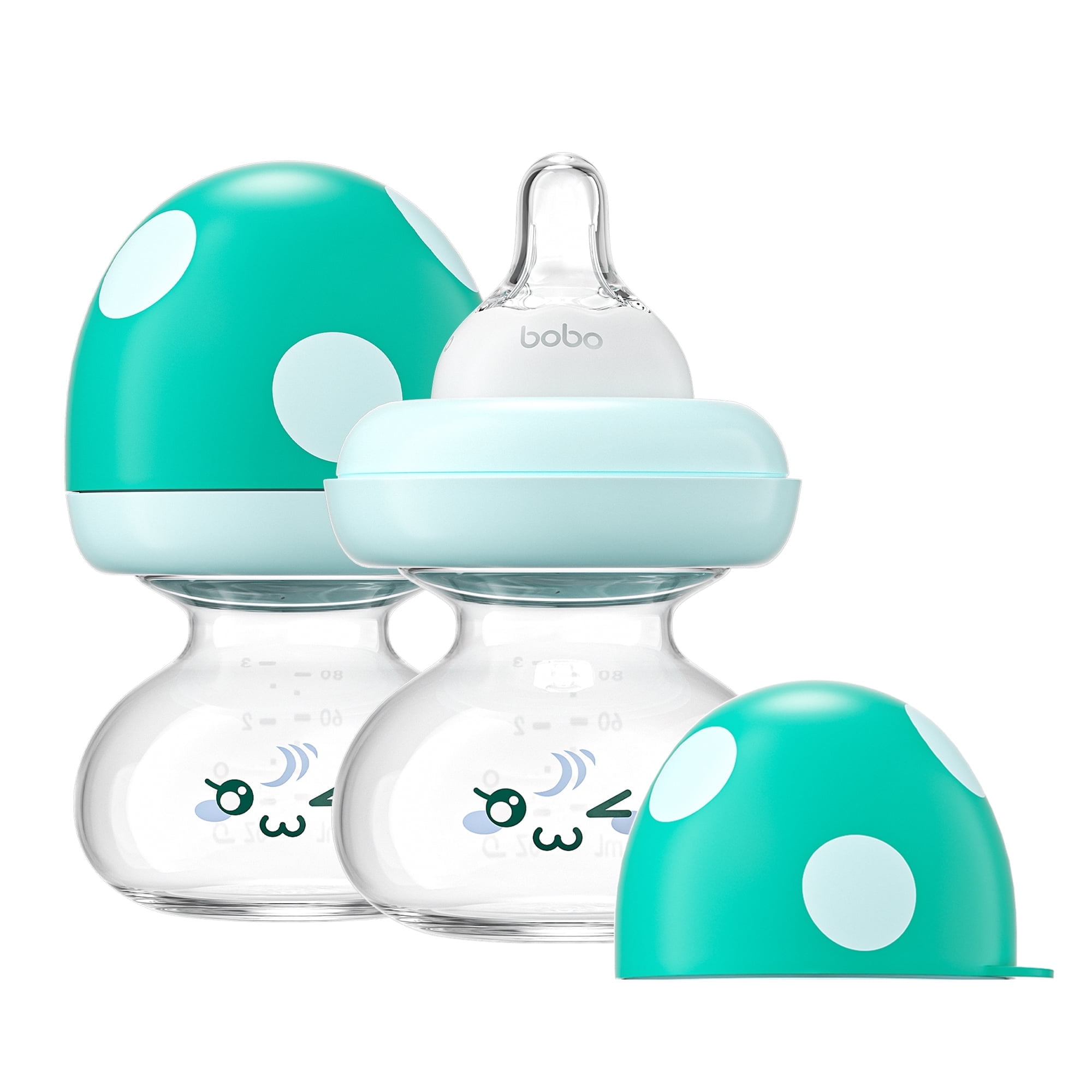 YOHKOH 2.7oz Newborn Glass Baby Bottles Set,with Slow Flow Nipple,2 ...