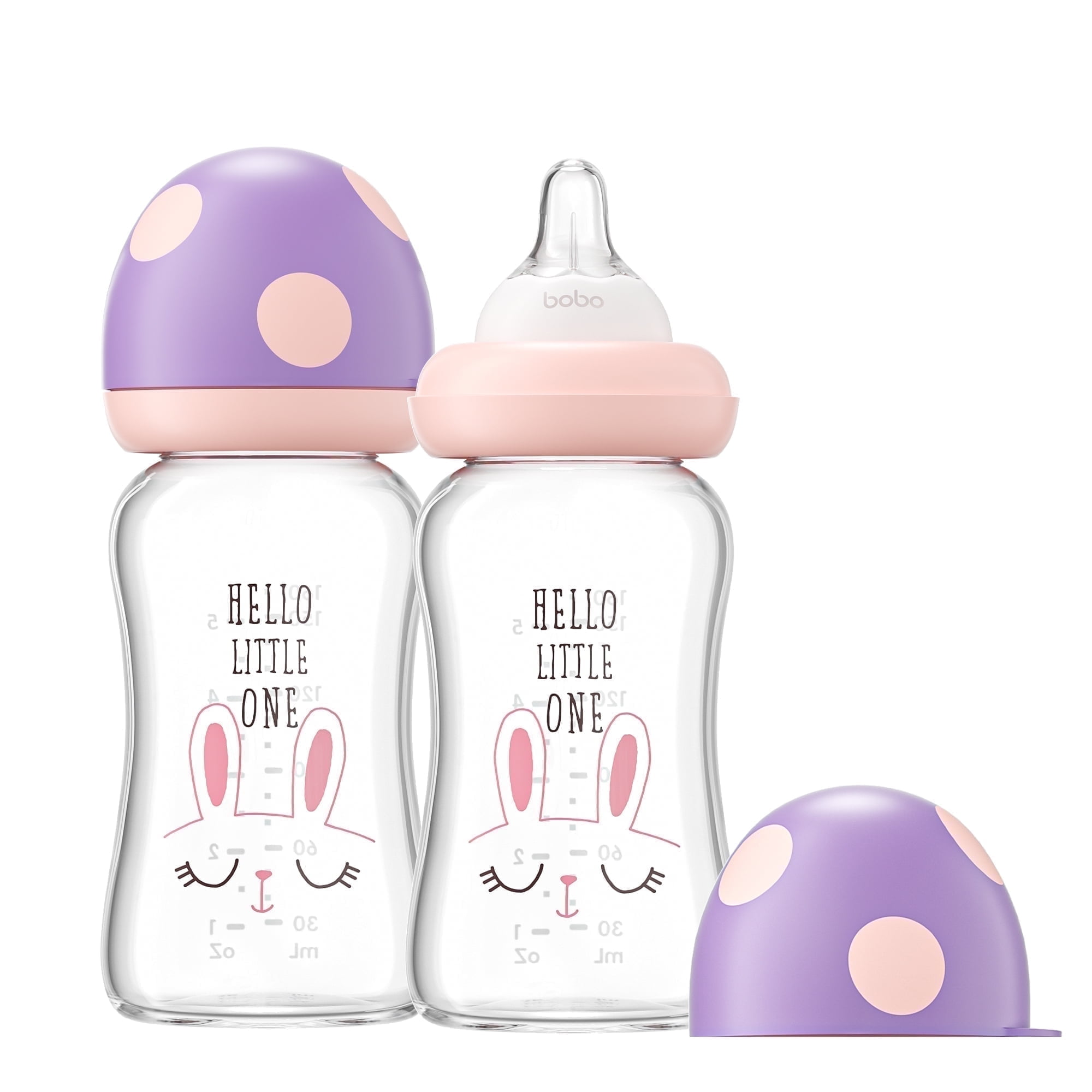 YOHKOH Mushroom Cap Glass Baby Bottle, Wide Bore, 6 oz/160 ml, Anti ...