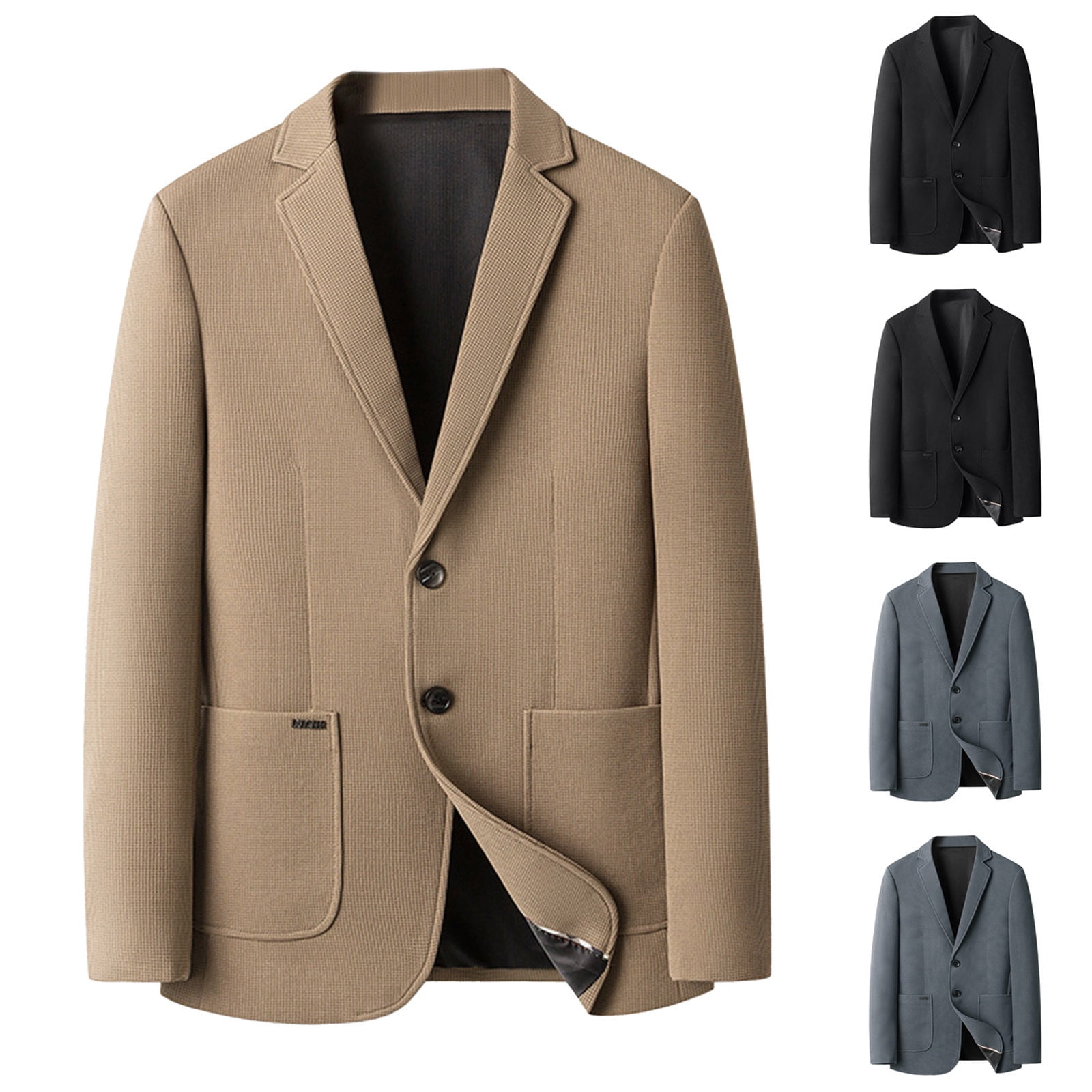 YOIAVAIOY Men's Blazer Jackets Notched Lapel Long Sleeve Suit Jacket ...