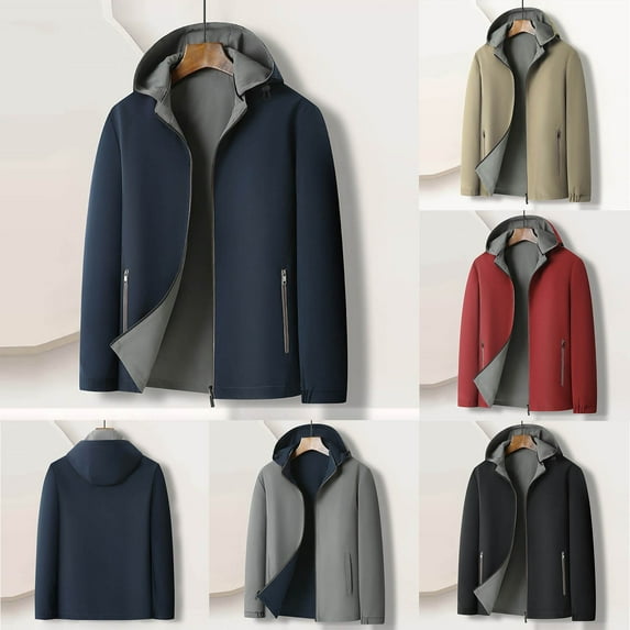 YOIAVAIOY Mens Rain Jacket Lightweight Windbreaker Hooded Jackets Water ...