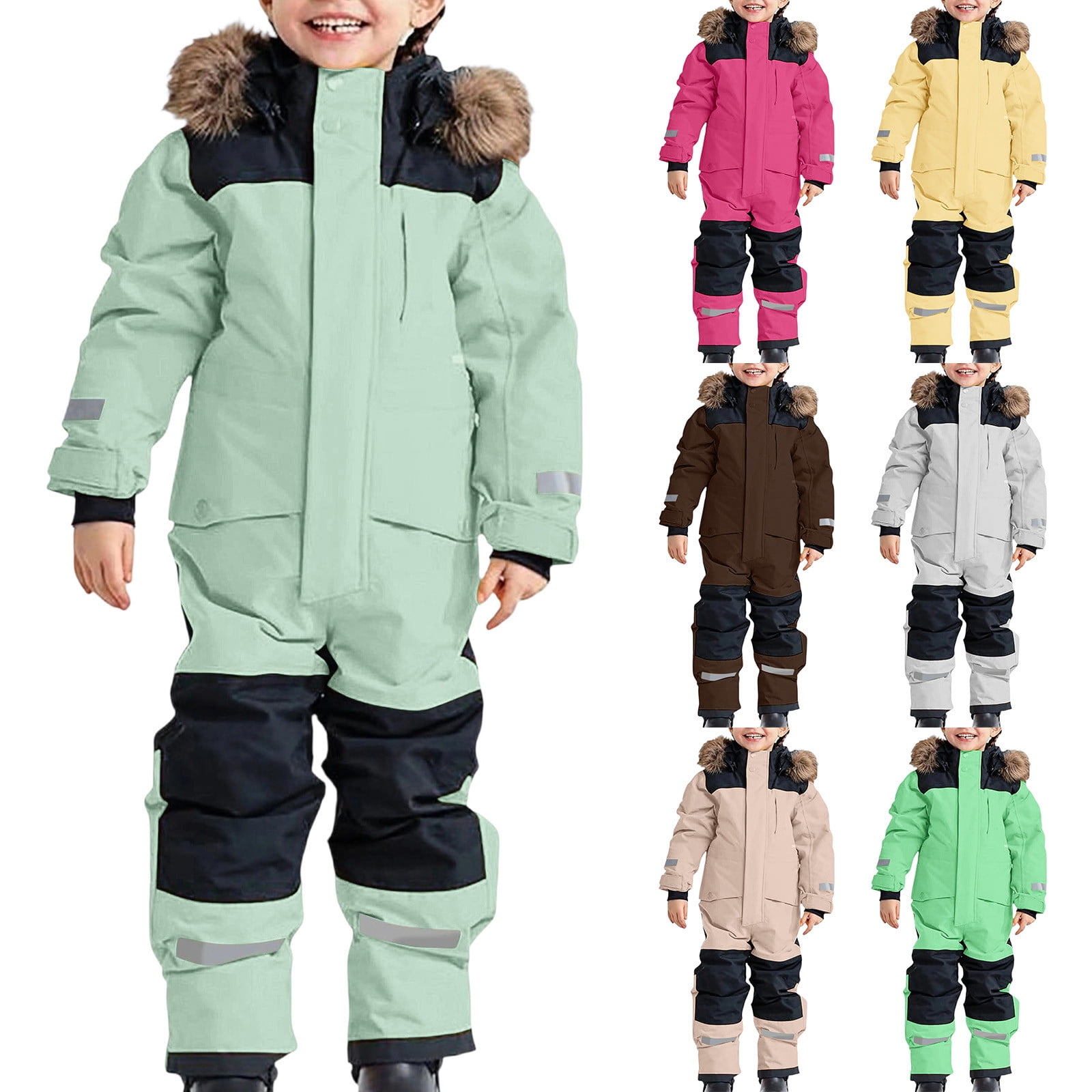 YOIAVIAOY Boy Girl Snow Sets One Piece Waterproof Windproof Ski Set ...