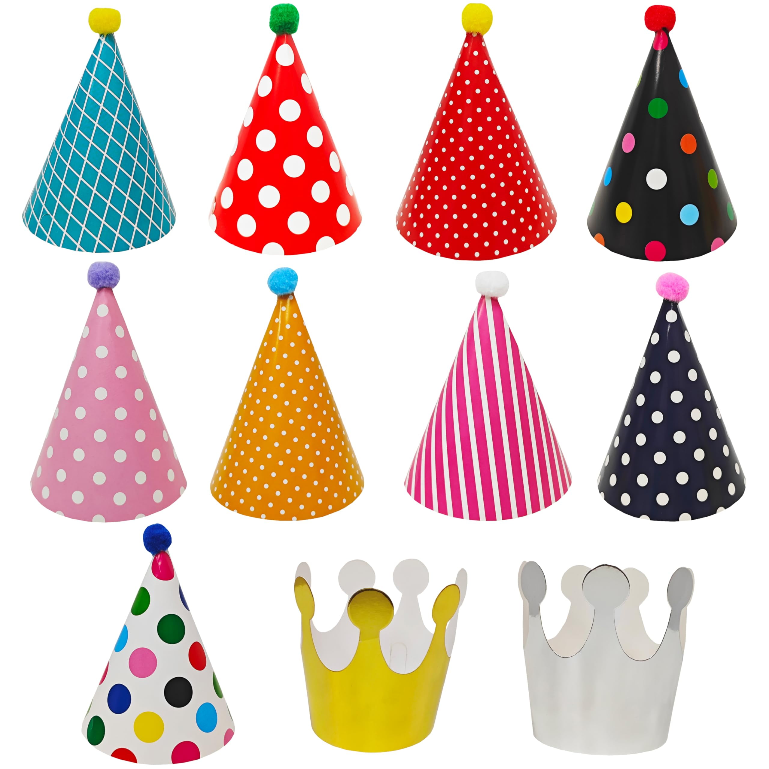 YOIOZAIZAI 11PCS Party Cone MMF7 Hat Set - Gold Silver Crowns for Kids ...