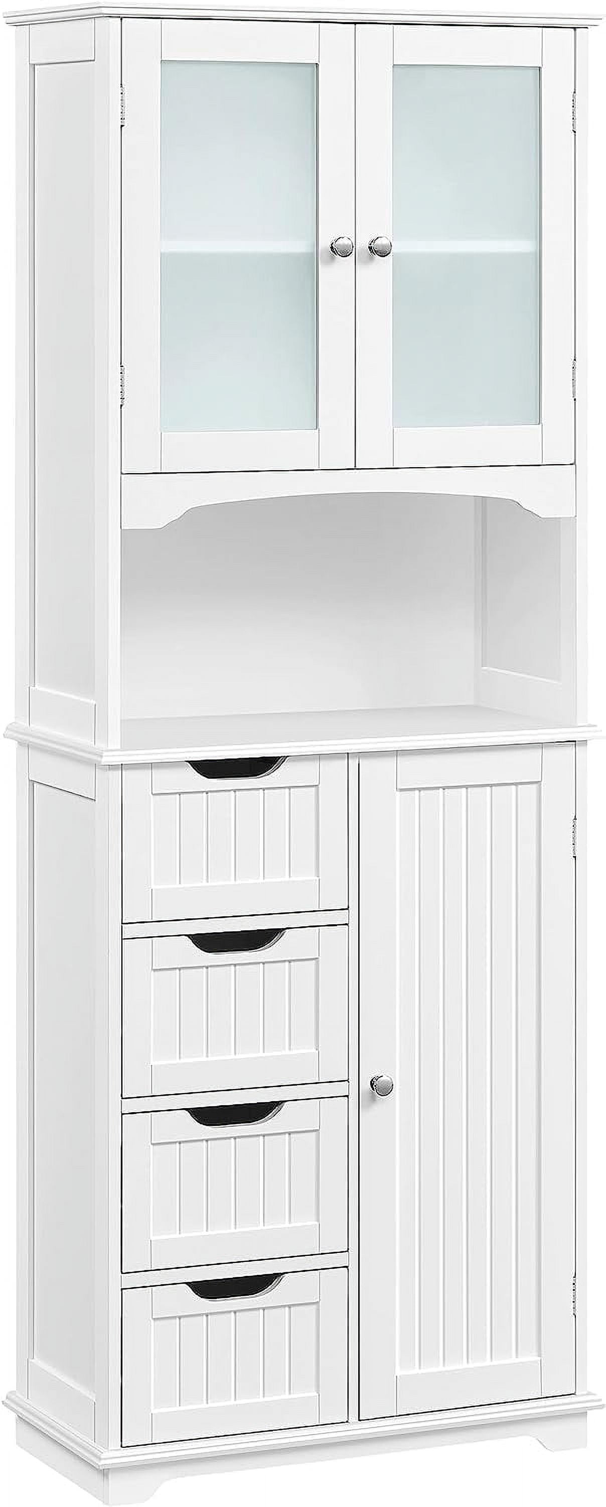 YOJFOTOOU. 65.5″ Tall Storage Cabinet Kitchen Cupboard with Glass Door ...