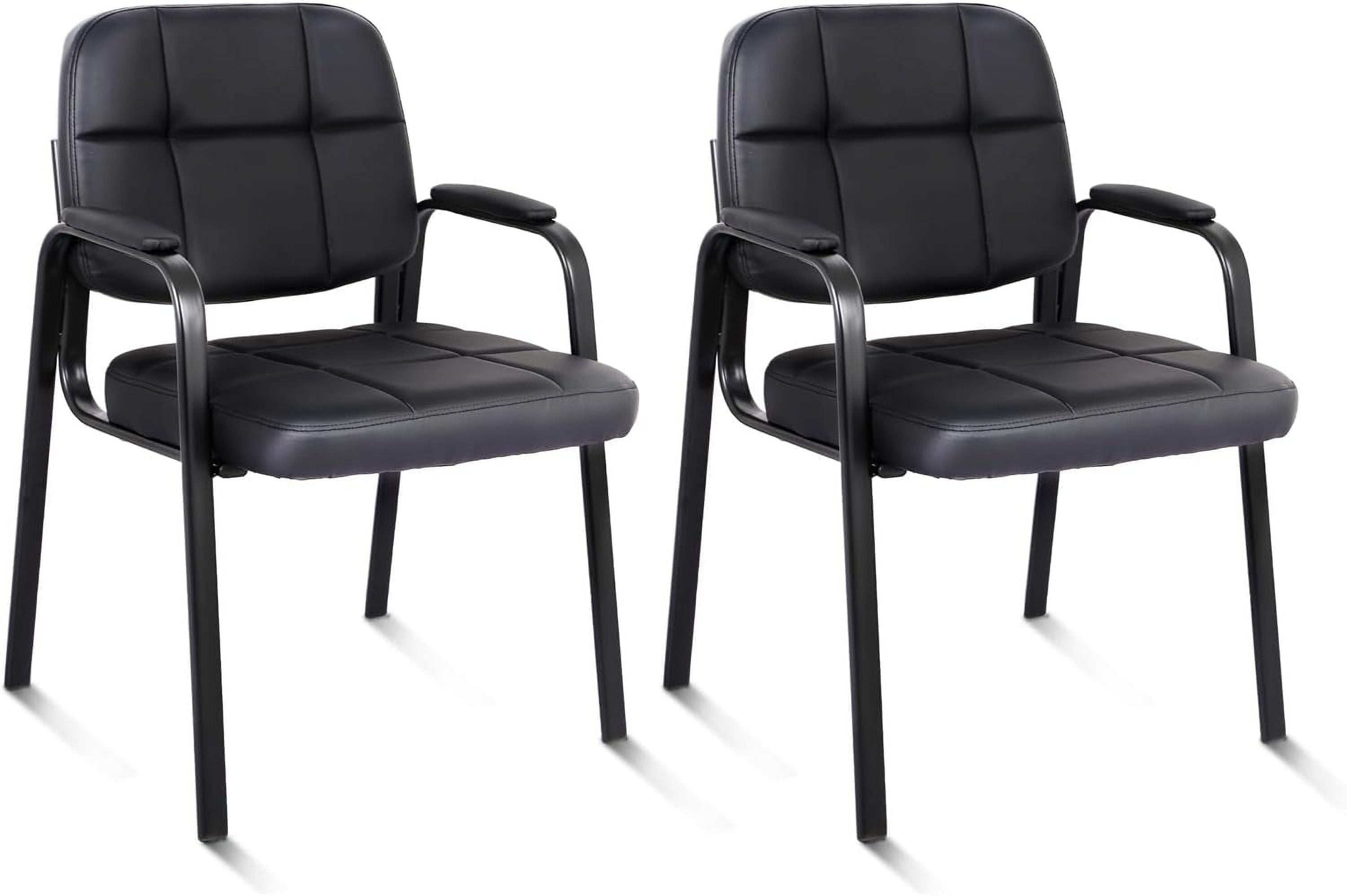 YOJFOTOOU Indoor Leather No Wheels Office Desk Chair with Padded Arms ...