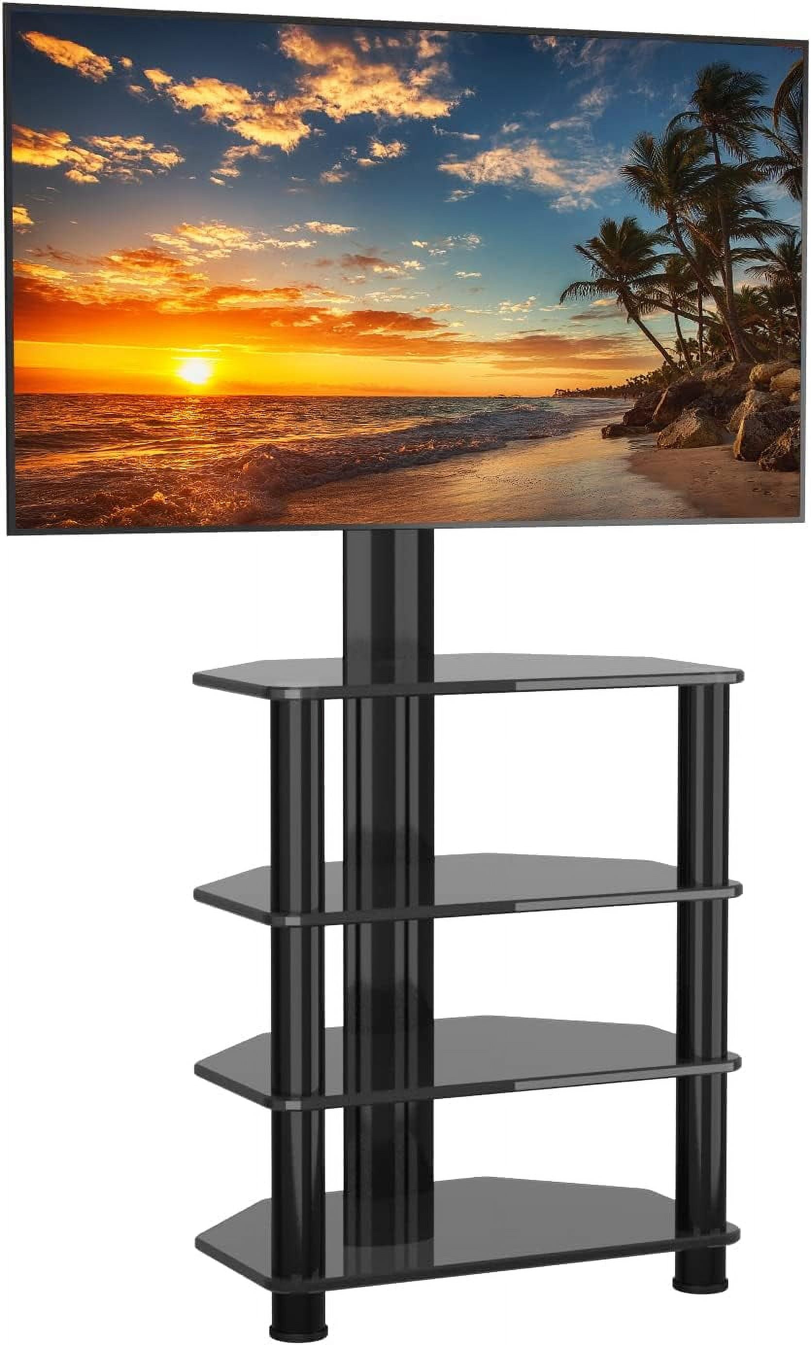 YOJFOTOOUQYUAN. Corner TV Stand with Shelves,Upgrade 4-Tier Swivel ...
