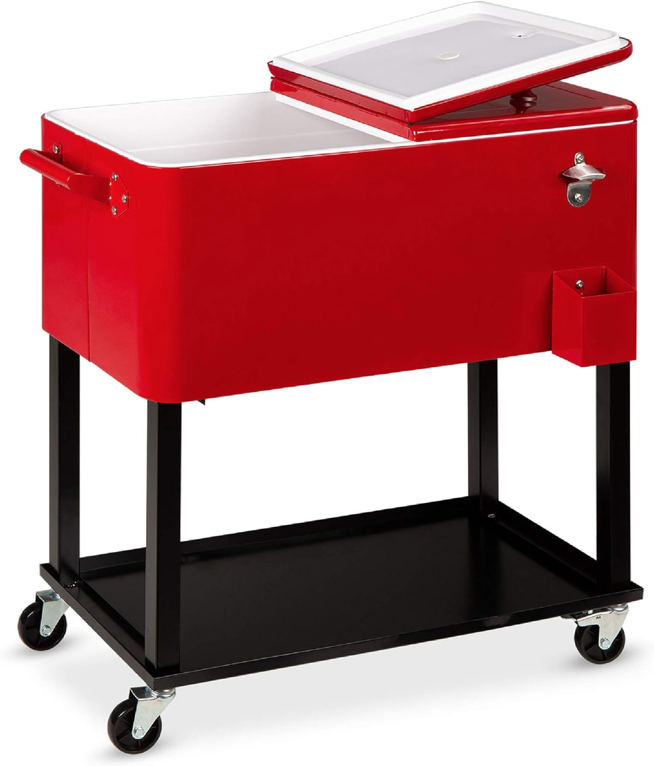 YOJFOTOU 80-Quart Outdoor Steel Rolling Cooler Cart for Cookouts ...