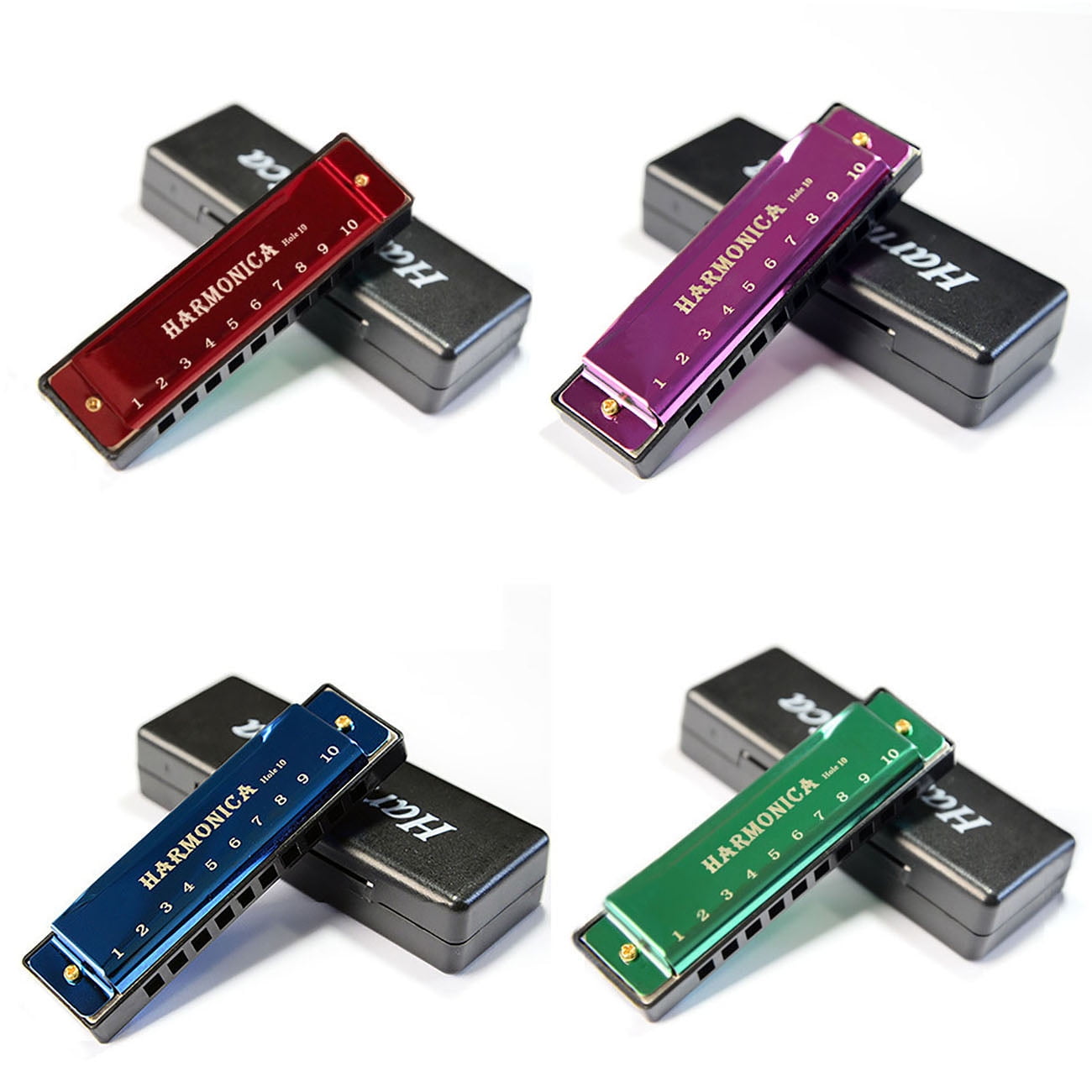 YOKSAS Kids Harmonica C Key 10 Hole 4 Pack Portable Blues Harmonica for ...