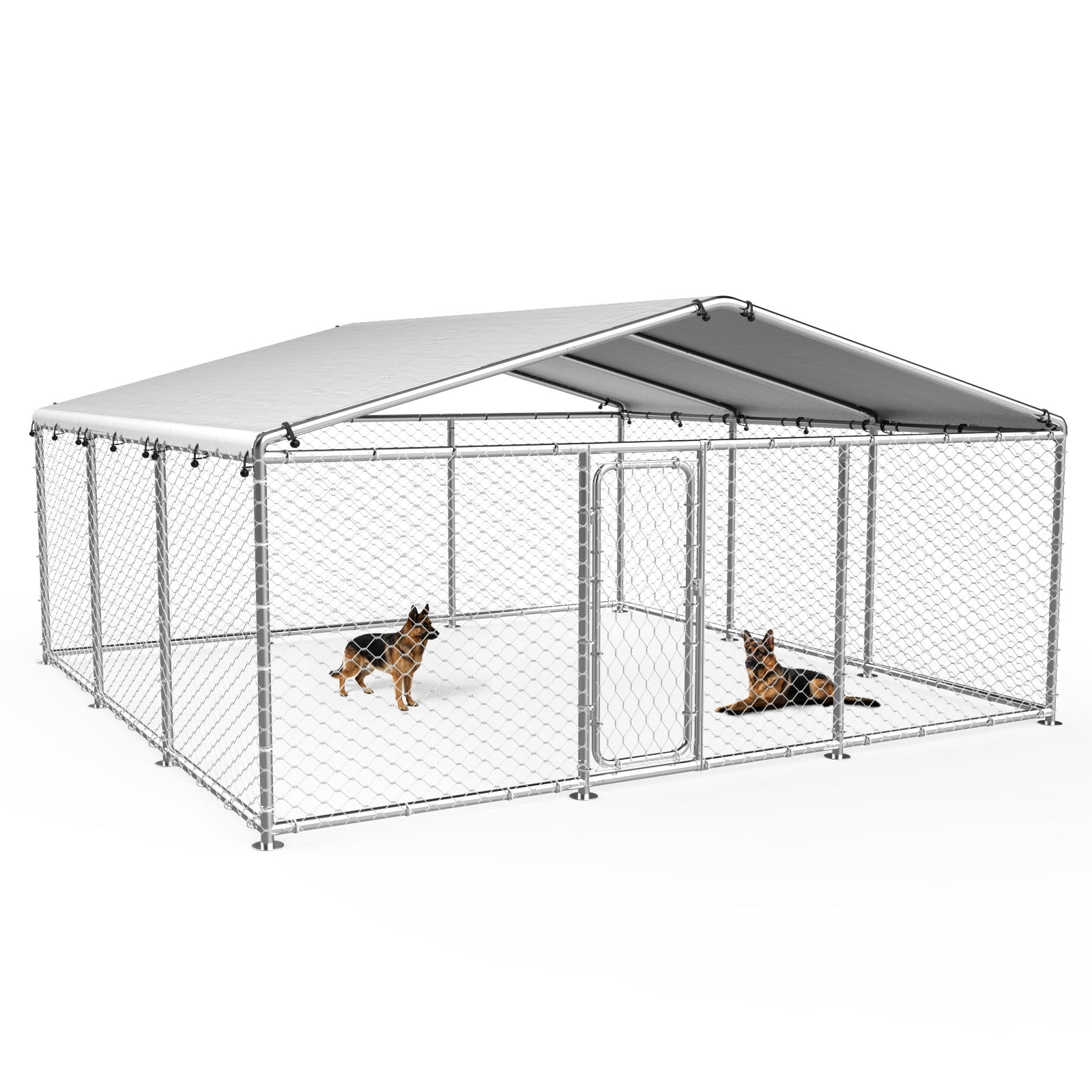 YOKWOK 15.3x15.3ft Outdoor Dog Kennel Heavy Duty Metal Dog Pet ...