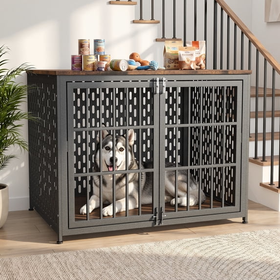 YOKWOK 42 Inch Furniture-Style Dog Crate for Large Dogs, Heavy Duty ...