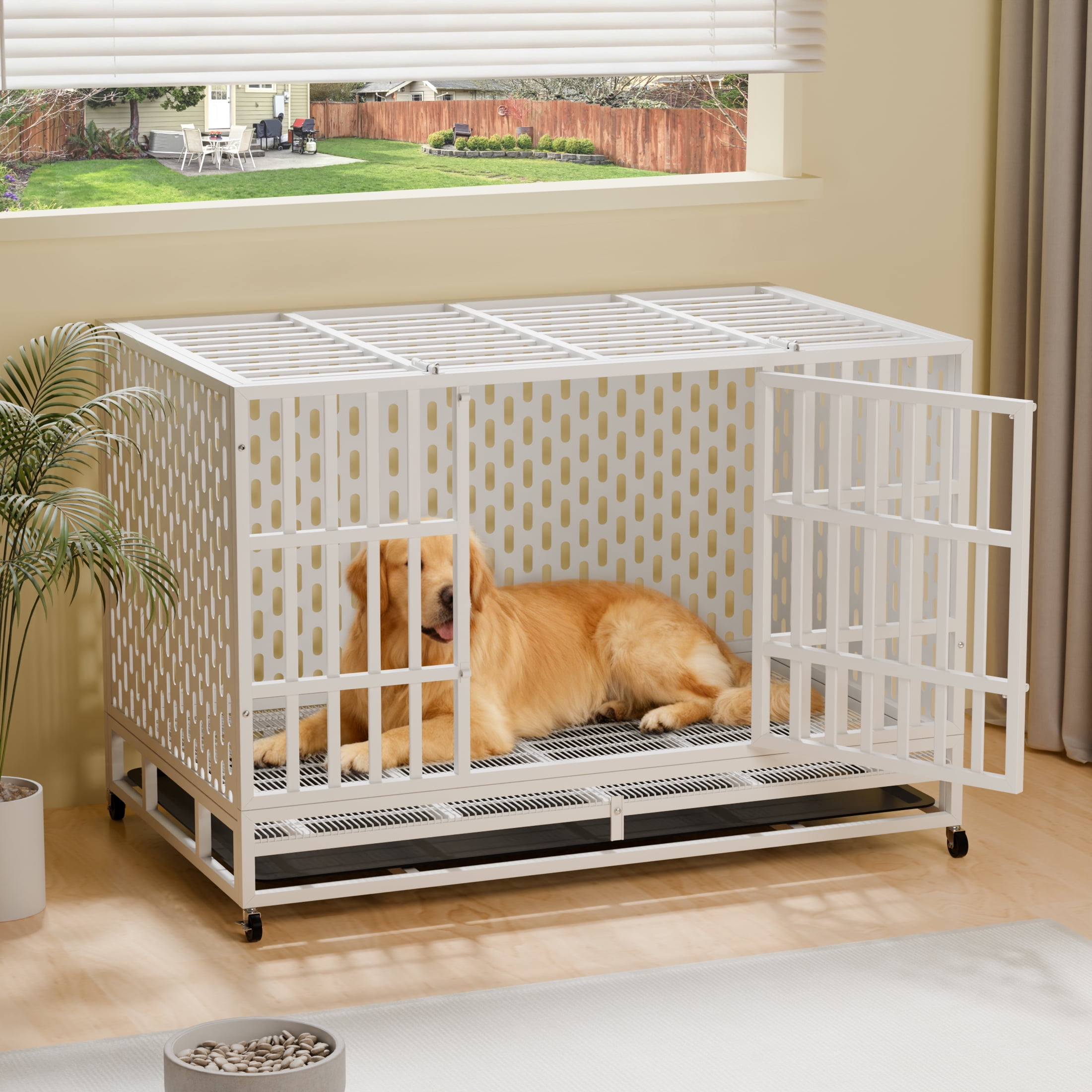 YOKWOK 48" Heavy Duty Indestructible Dog Crate Cage, Chew Proof ...