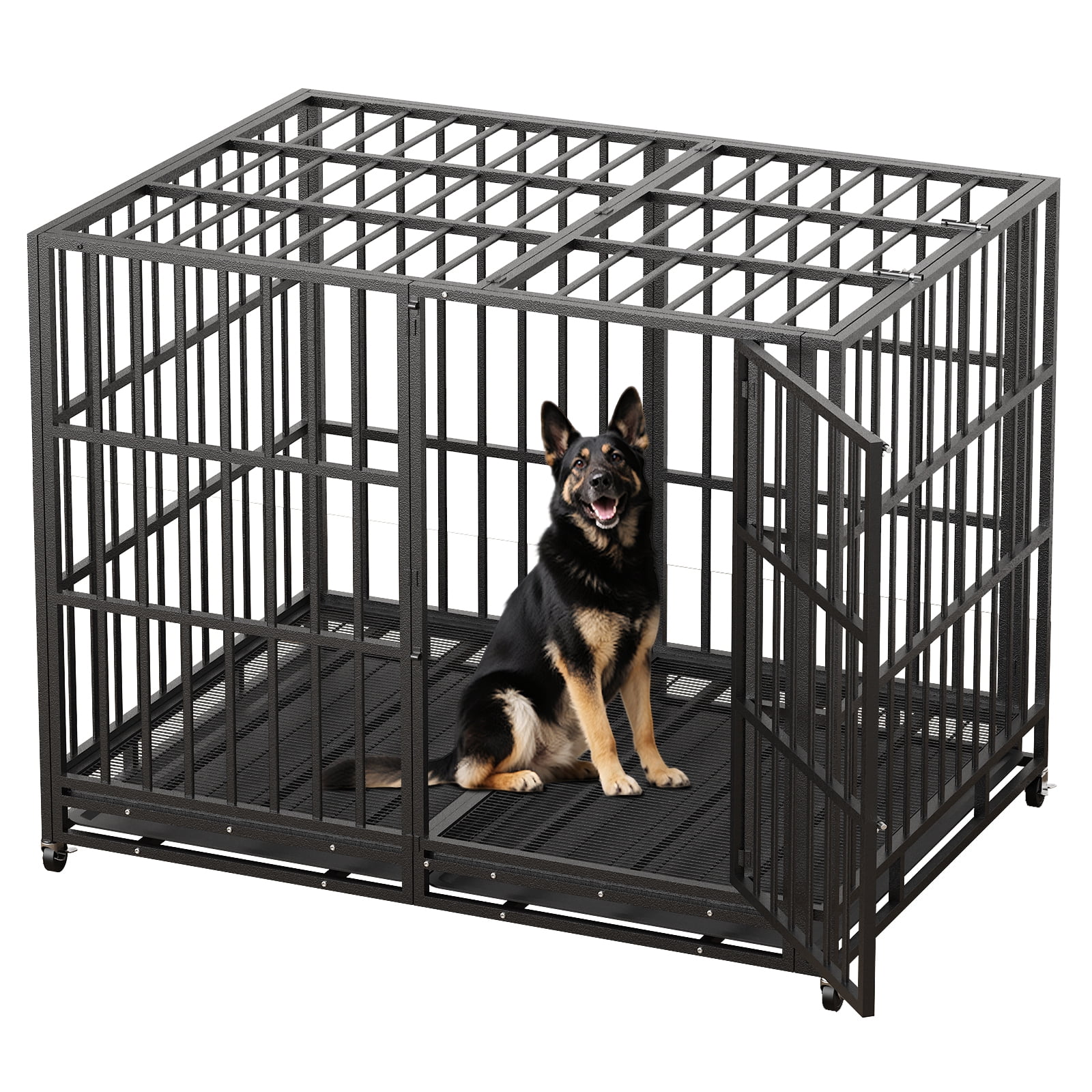 YOKWOK 60" Heavy Duty Dog Crate, Indestructible High Anxiety Foldable ...