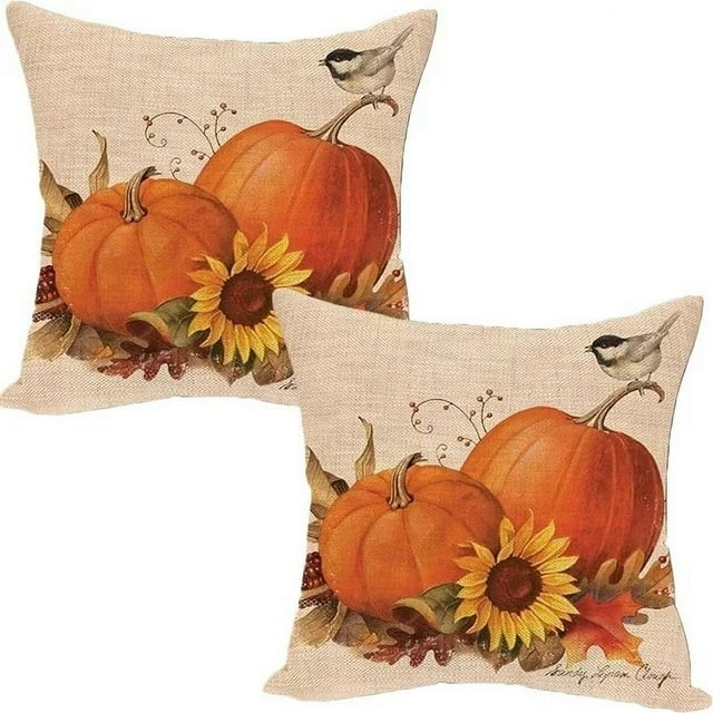 YOLAI Fall Pillow Covers 18x18 Set of 4 for Fall Decor Pumpkin Maple ...