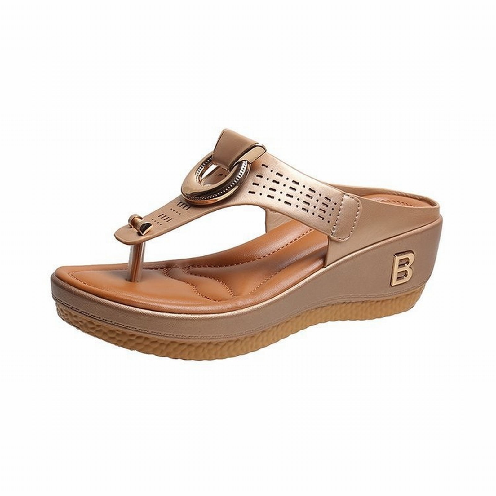 YOLAI Women Wedge Beach Sandals Thong Platform Wedge Beach Platform ...