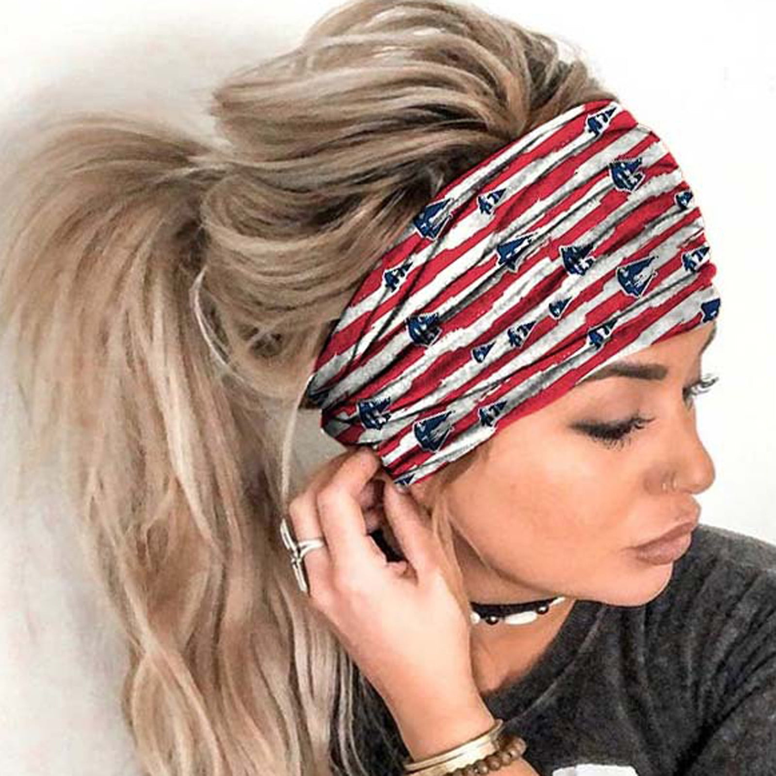 Yolai Womens Elastic Hijab Wrap Around Headband Floral Printed Sweat
