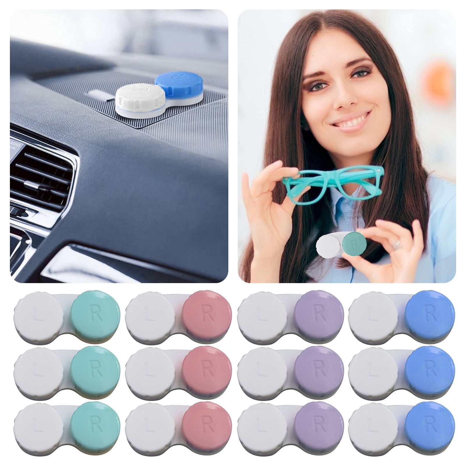 Yolaird 12PCS Colorful Contact Lens Case, Contact Lens Immersion Kit ...