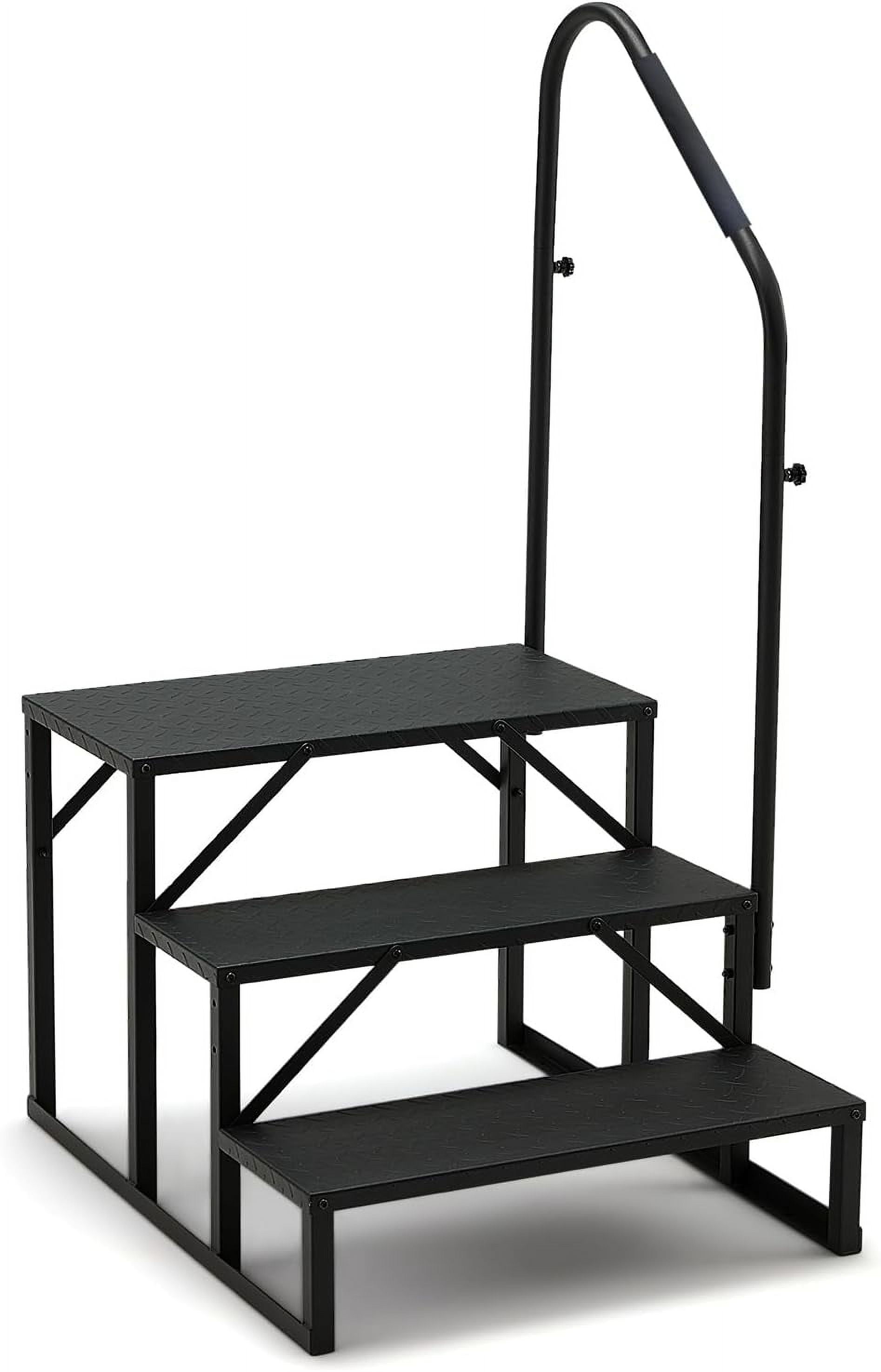 YOLENY 3-Step RV Steps with Handrail, 660 LBS Metal RV Stairs with ...