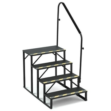 YOLENY 4-Step RV Steps with Handrail, 660 LBS Metal RV Stairs with ...