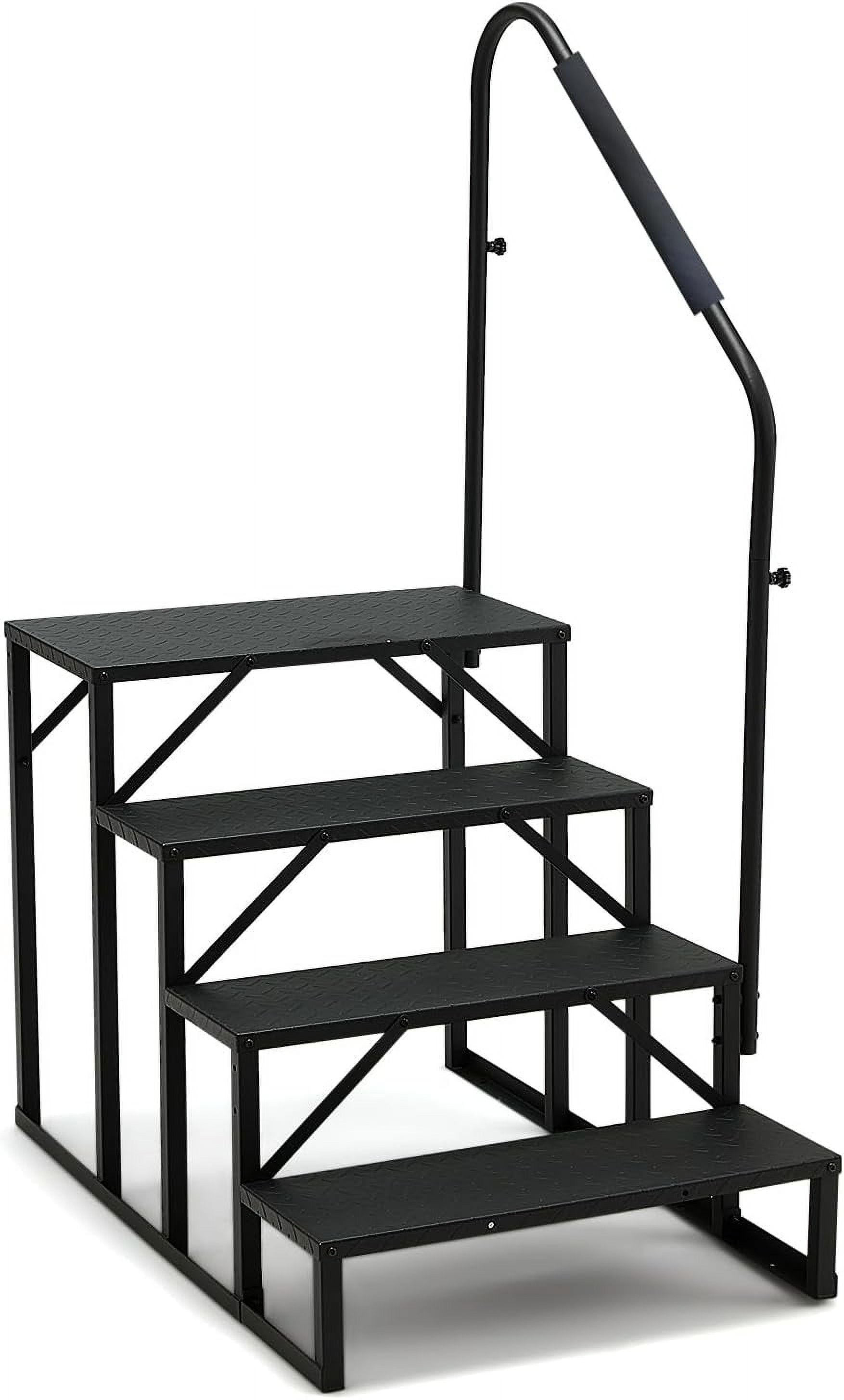 YOLENY 4-Step RV Steps with Handrail, 660 LBS Metal RV Stairs with ...