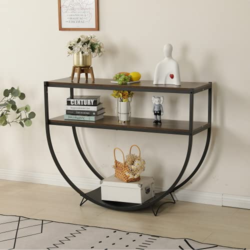 YOLENY 48'' 2-Tier Console Table Modern Sofa Table with Storage Shelves ...