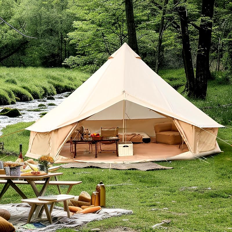 YOLENY Bell Tent, Yurt Tent 4/6/8/10 Person 4 Season Waterproof ...