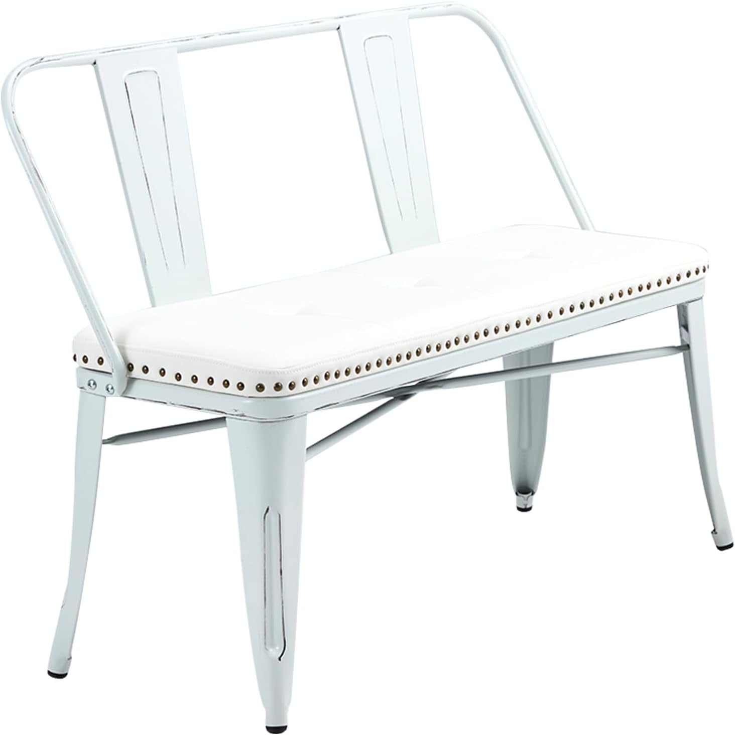 YOLENY Dining Bench, Entryway Bench with Back, Farmhouse Metal Dining ...