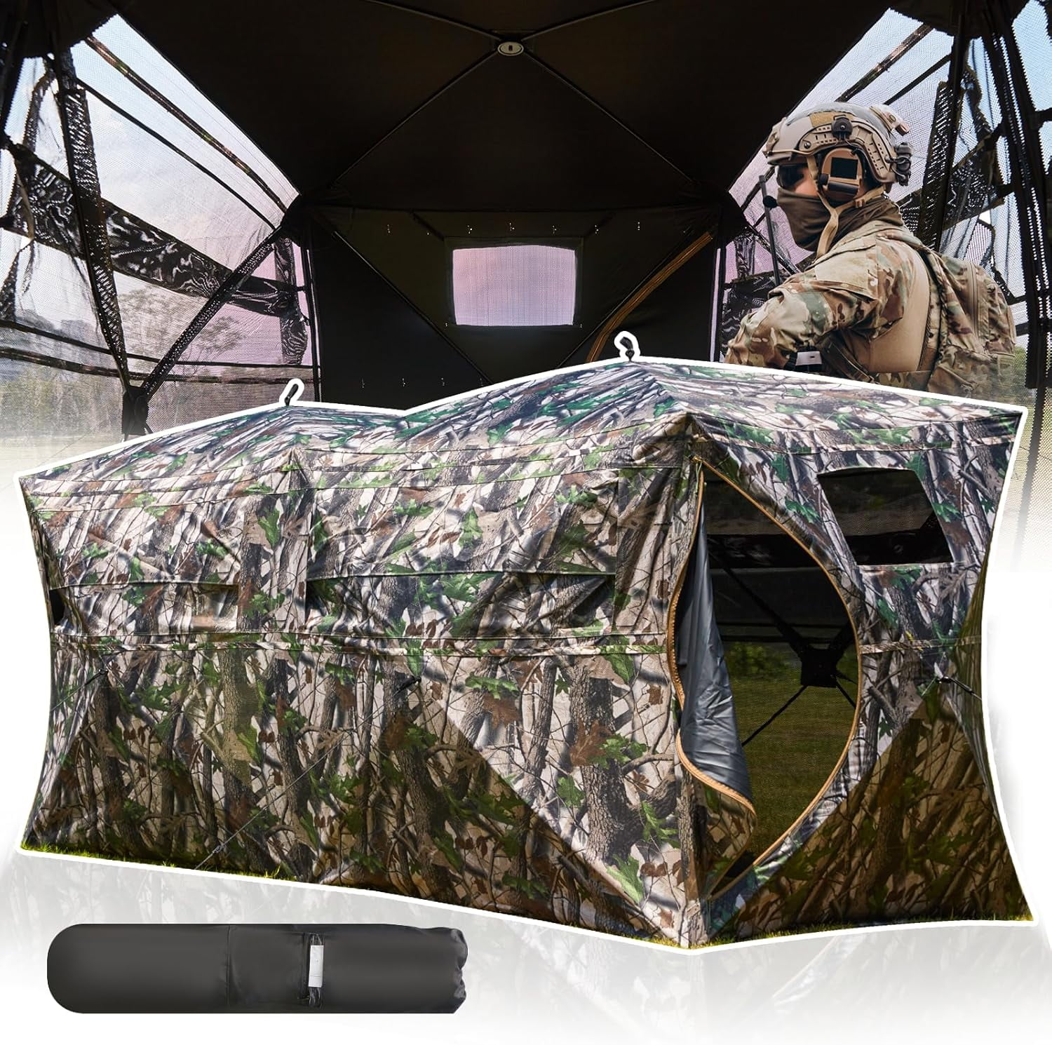 YOLENY See-Through Hunting Blind, Portable Pop Up Ground Blind with ...