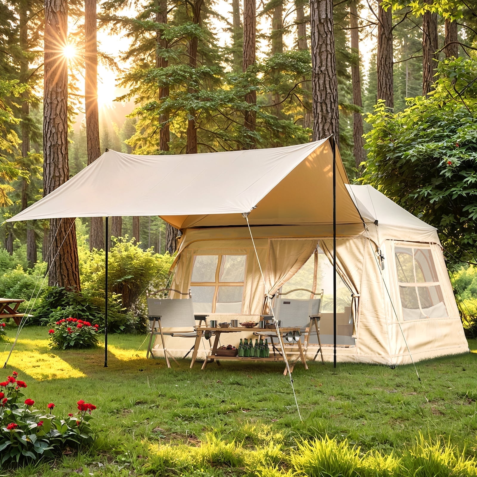 EROMMY portable Inflatable Tents for Camping with Large Canopy, 3 ...