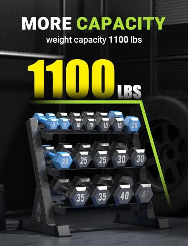 YOLEO 1100LBS Dumbbell Rack- Adjustable 3 Tier Weight Rack for Home Gym ...