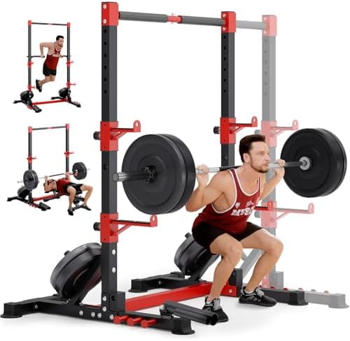 YOLEO Adjustable Squat Rack with Pull-Up Bar & Dip Bars, Multi ...
