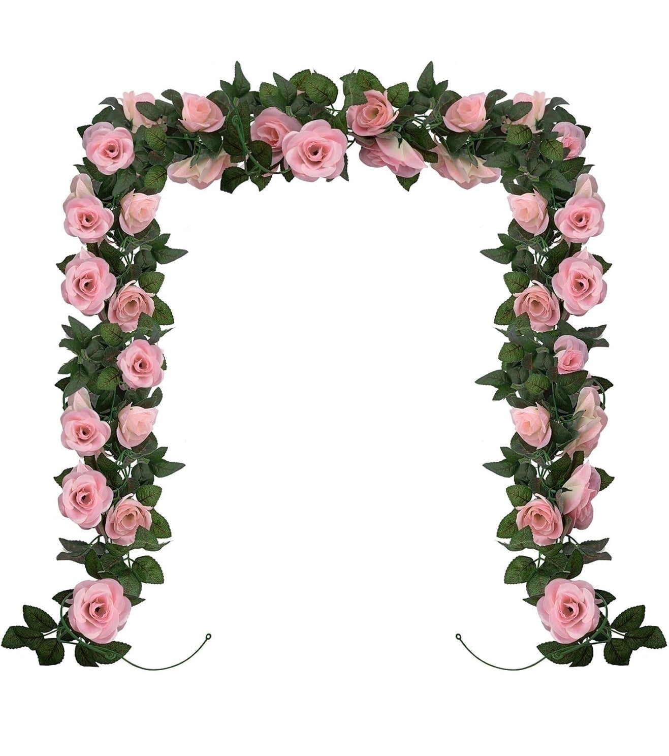 YOLETO Artificial Flowers, Pink Rose Silk Vines, 2-Pack, 15ft Total for ...