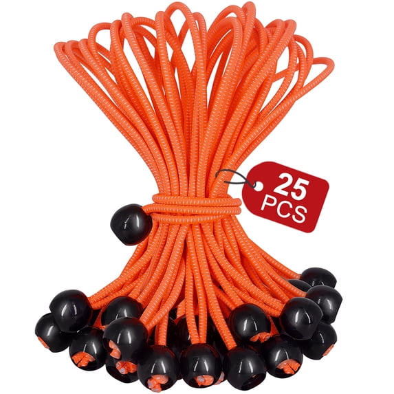 YOLETO Outdoor Ball Bungee Cord, 6-Inch, 25 Pk, Heavy Duty for Tarp Tie ...