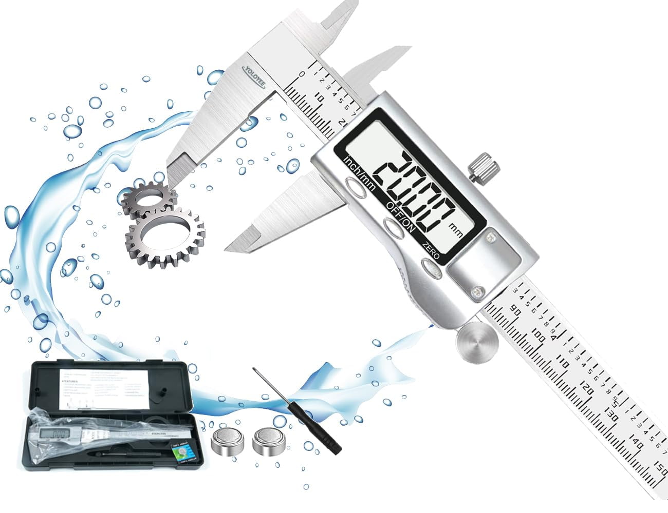 YOLEYEE Digital Caliper 6inch（150mm）,Stainless Steel Vernier Digital ...