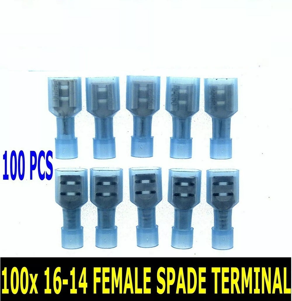 YOLGTDGR 100 Pcs Female Insulated Wire Terminal Blue 16-14 Ga AWG Quick ...