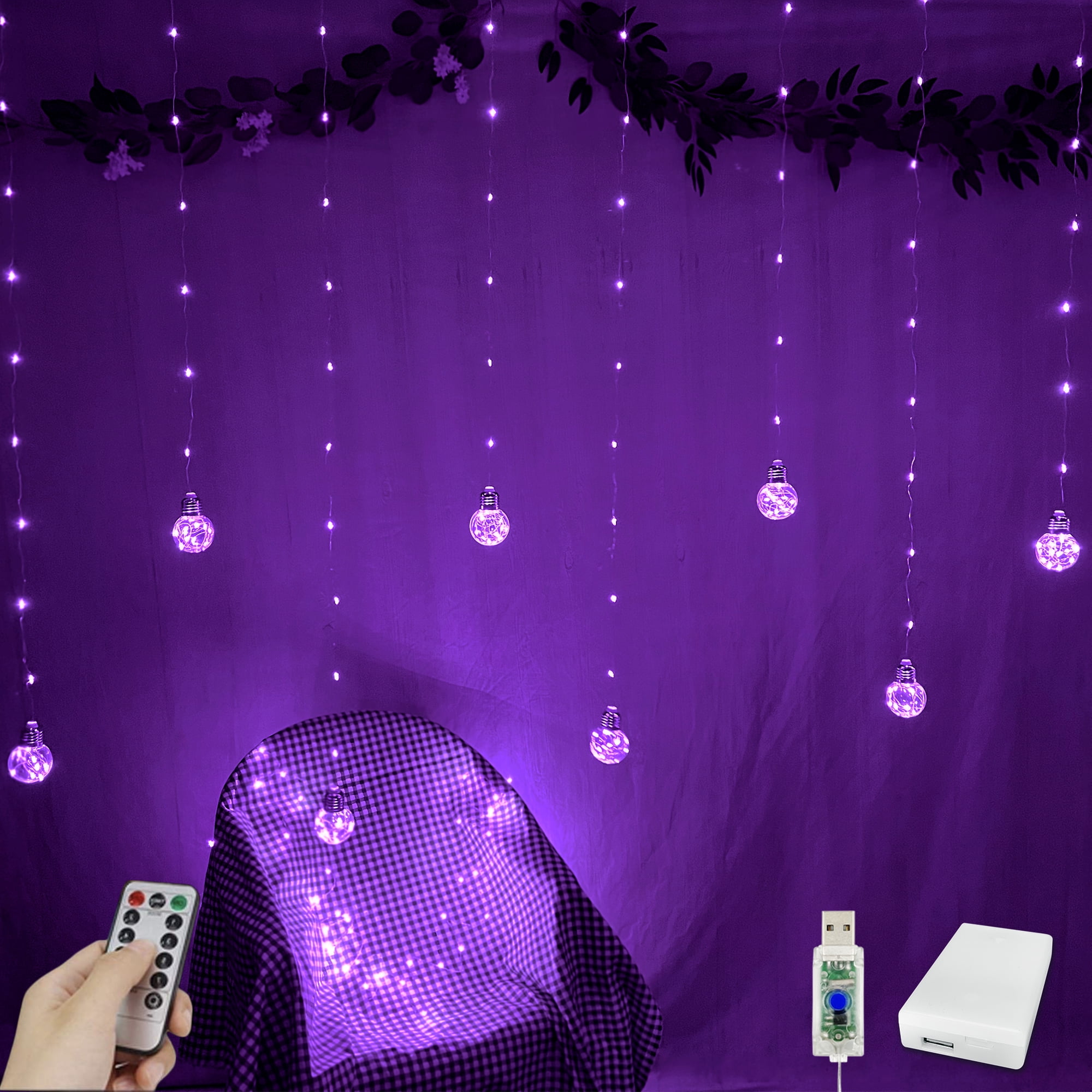 YOLIGHT Wishing Ball Curtain Lights 200 LED Window Curtain String ...