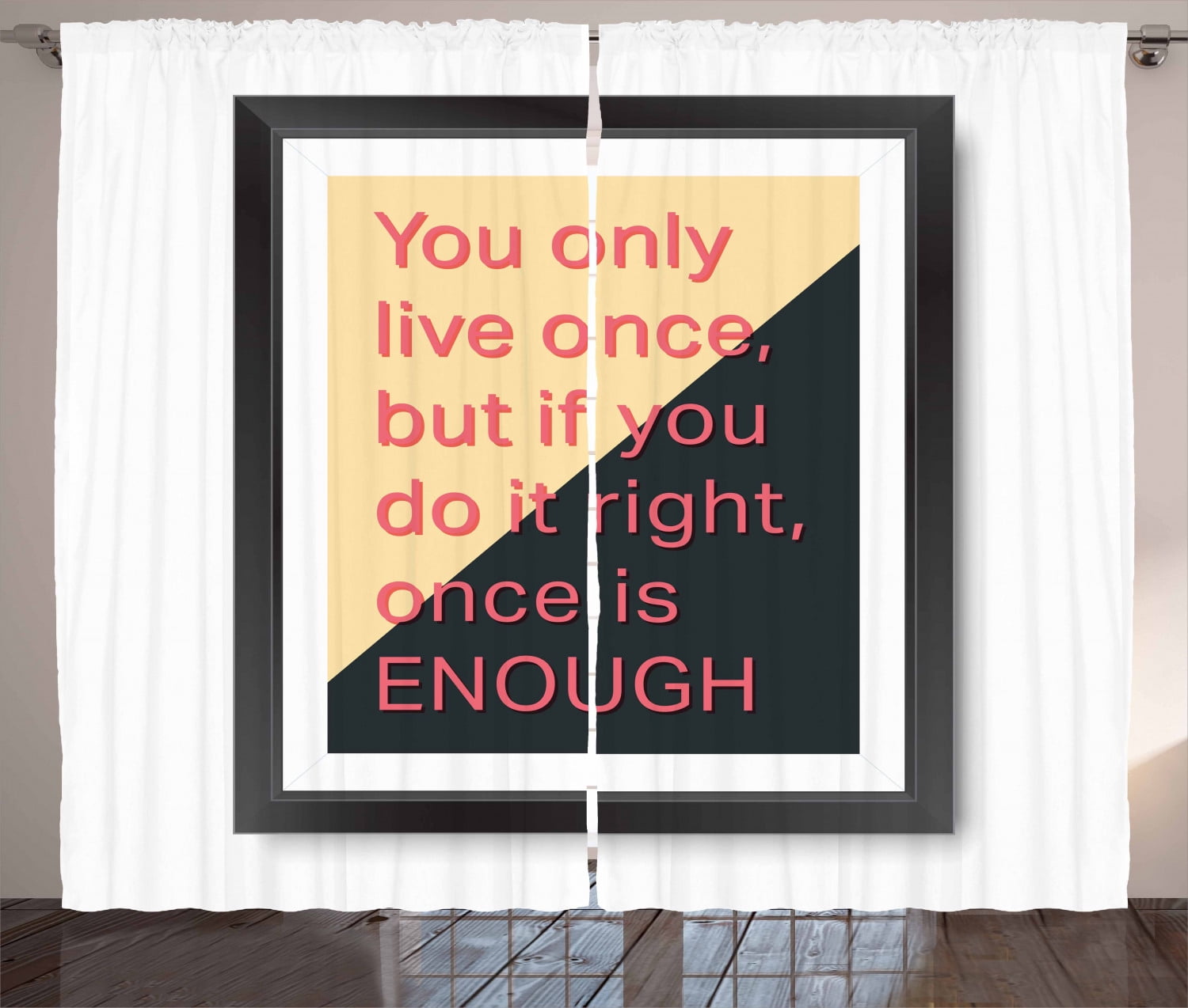 YOLO Curtains 2 Panels Set, Motivational Poster Design with a Quote in ...