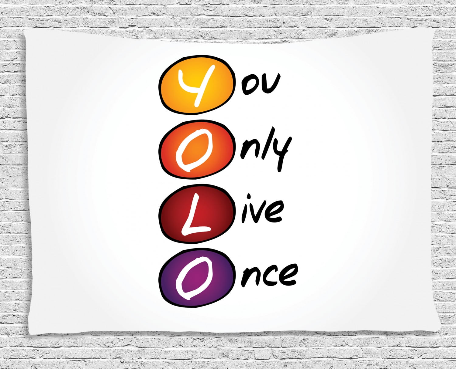 YOLO Tapestry, Acronym Design with Colorful Circles You only Live Once ...