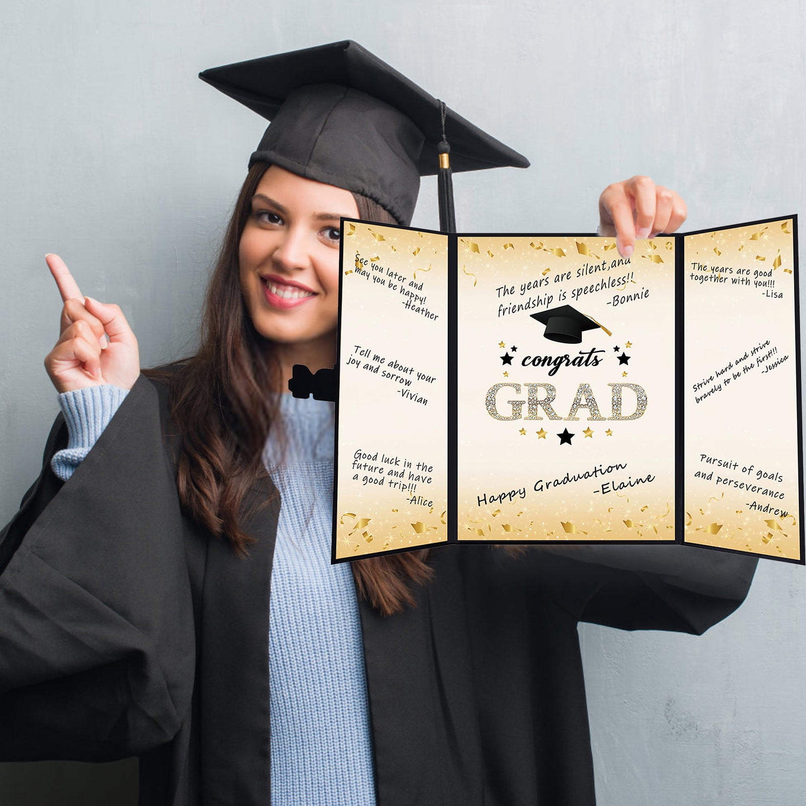 YOLOKE 2024 Graduation Guest Book Alternative, Black Gold Class of 2024 ...