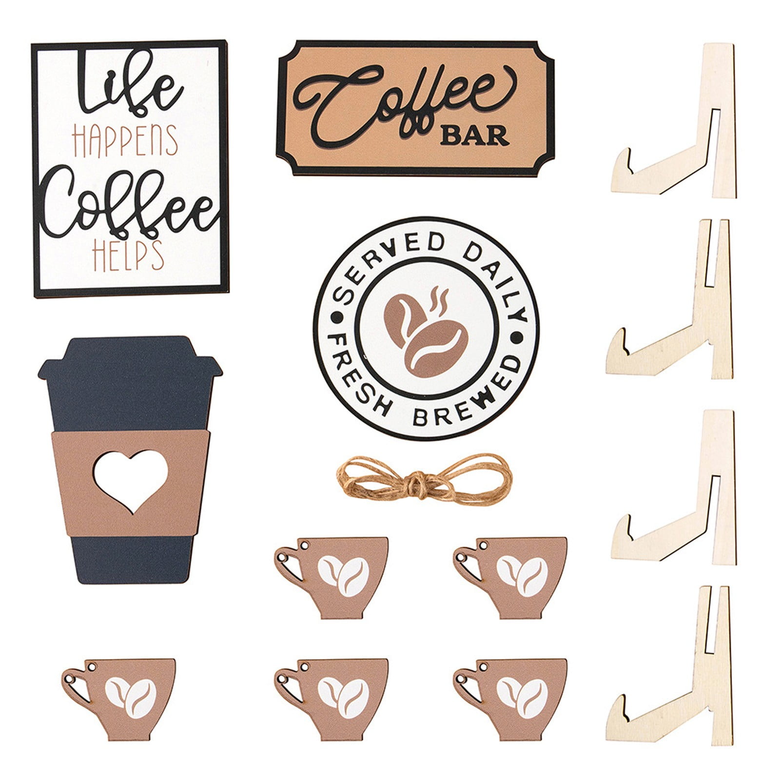 YOLOKE Coffee Tiered Tray, Decor Wooden Coffee Bar Signs Farmhouse ...