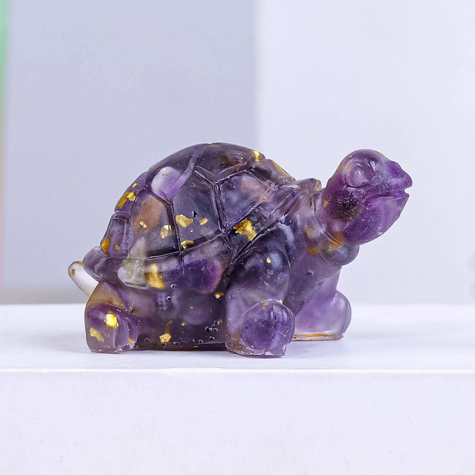 YOLOKE Natural Healing Crystal Turtle Sculpture - Hand-carved Amethyst ...