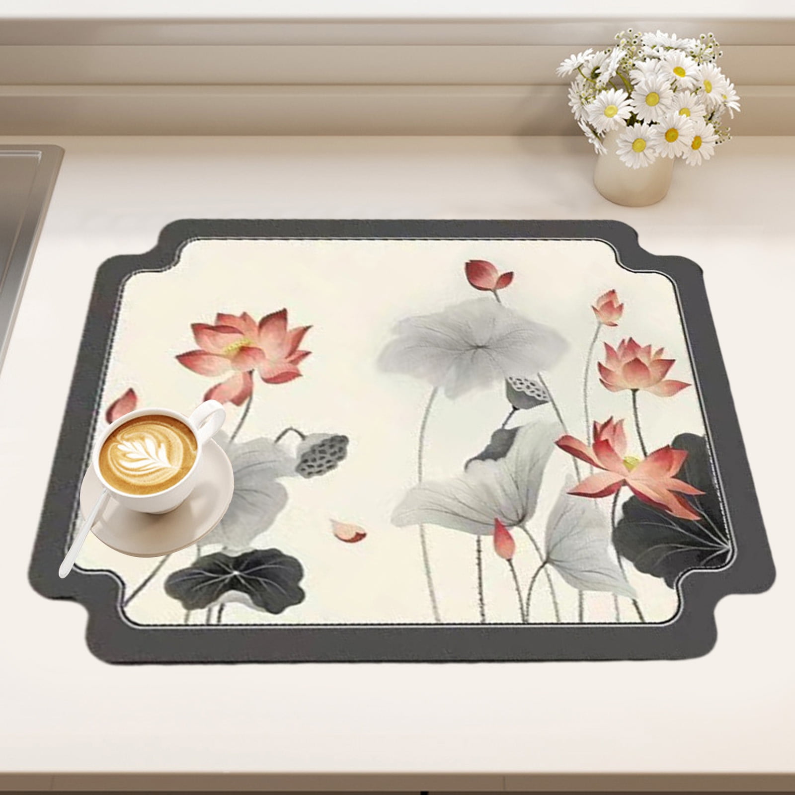 YOLOKE Non-Slip Faux Leather Placemats Coffee Mats for Kitchen Table ...