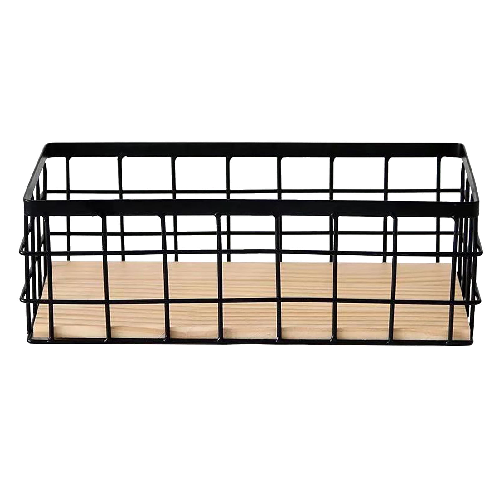 YOLOKE Rustic Vintage Wire Basket Organizer with Wooden Base - Metal ...