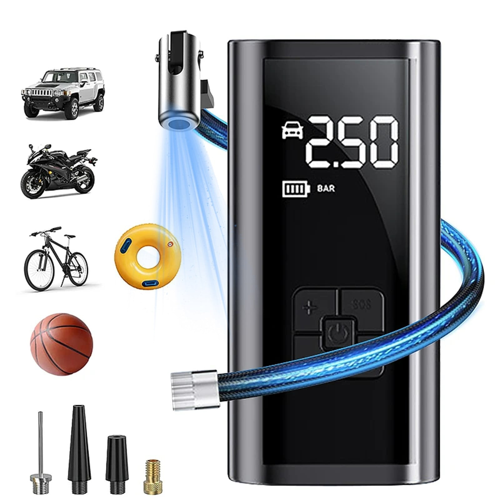 YOLOKE Tire Inflator Portable Air Compressor, 150 PSI Cordless Auto Air ...